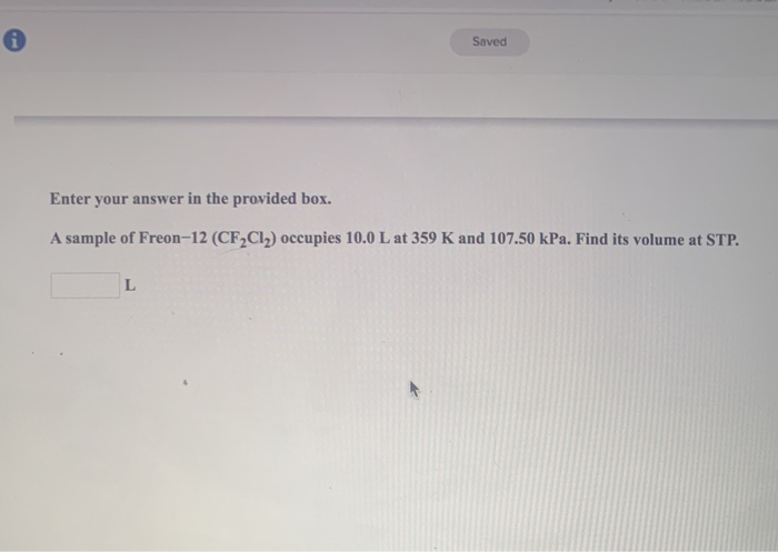 Solved Saved Enter your answer in the provided box. A sample | Chegg.com