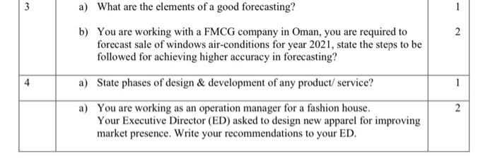Solved 3 1 2 a) What are the elements of a good forecasting? | Chegg.com