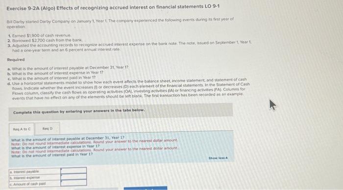 Solved Exercise 9-2A (Algo) Effects of recognizing accrued | Chegg.com
