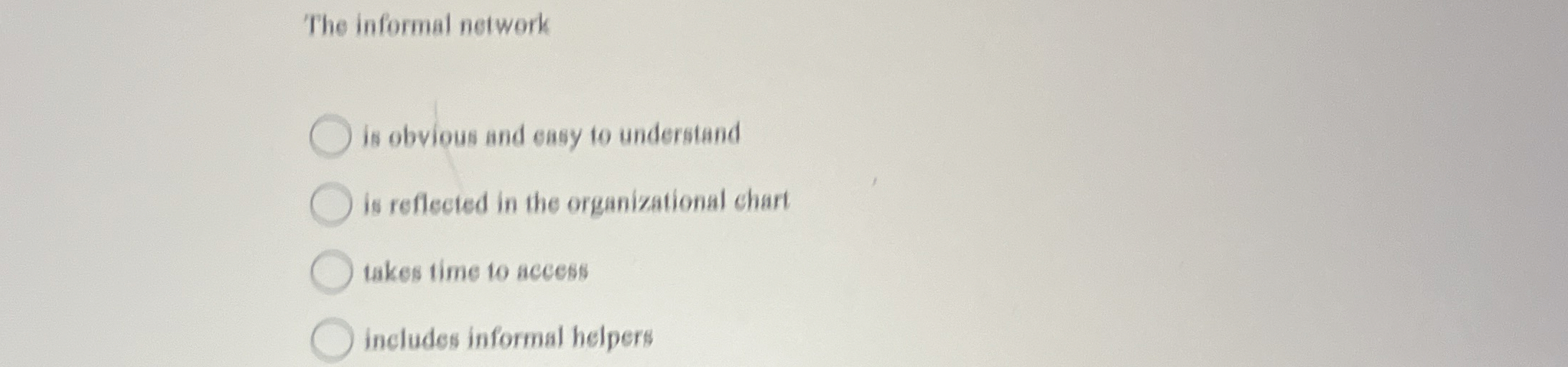 Solved The informal networkis obvious and easy to | Chegg.com