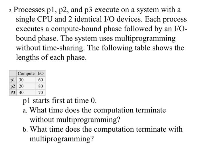 Solved Processes p1,p2, and p3 execute on a system with a | Chegg.com