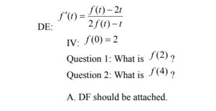 Solved ]=[f(t)-2t2f(t)-tQuestion 1: What is f(2) ?Question | Chegg.com