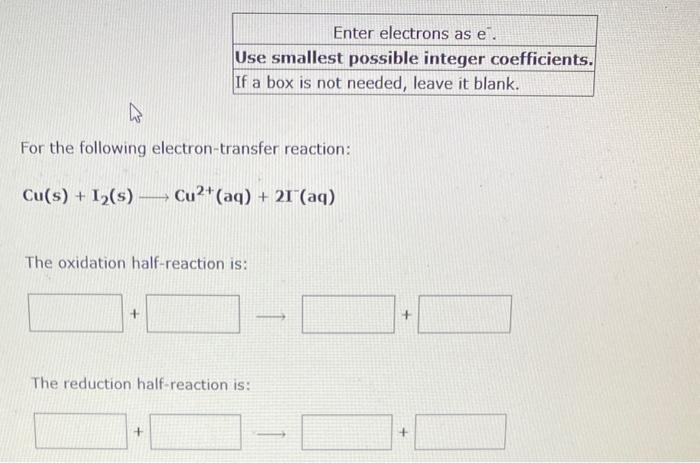 Solved For the following electron-transfer reaction: | Chegg.com