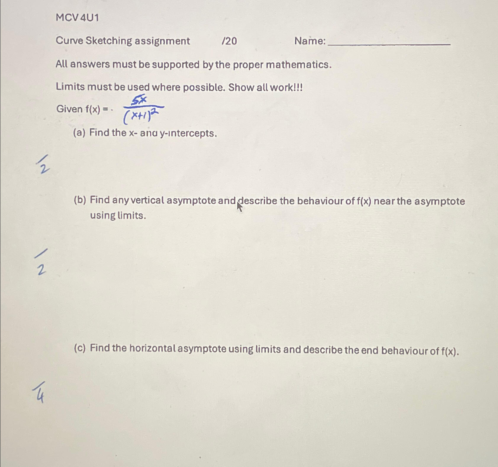 Solved PLS HELP!!! MCV4U1Curve Sketching assignment120All | Chegg.com