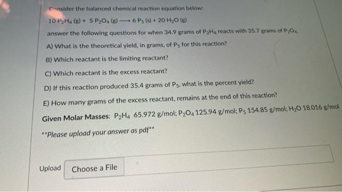 Solved Consider the balanced chemical reaction equation | Chegg.com