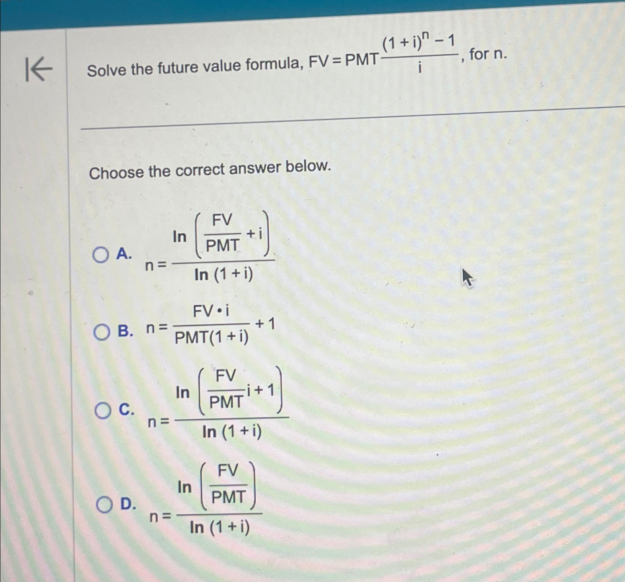 Klarr Solve the future value formula, | Chegg.com