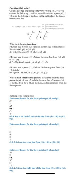 Solved Question 05 (6 points) Given a directed line from | Chegg.com