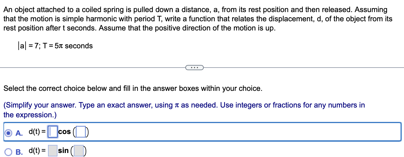 Solved An object attached to a coiled spring is pulled down | Chegg.com