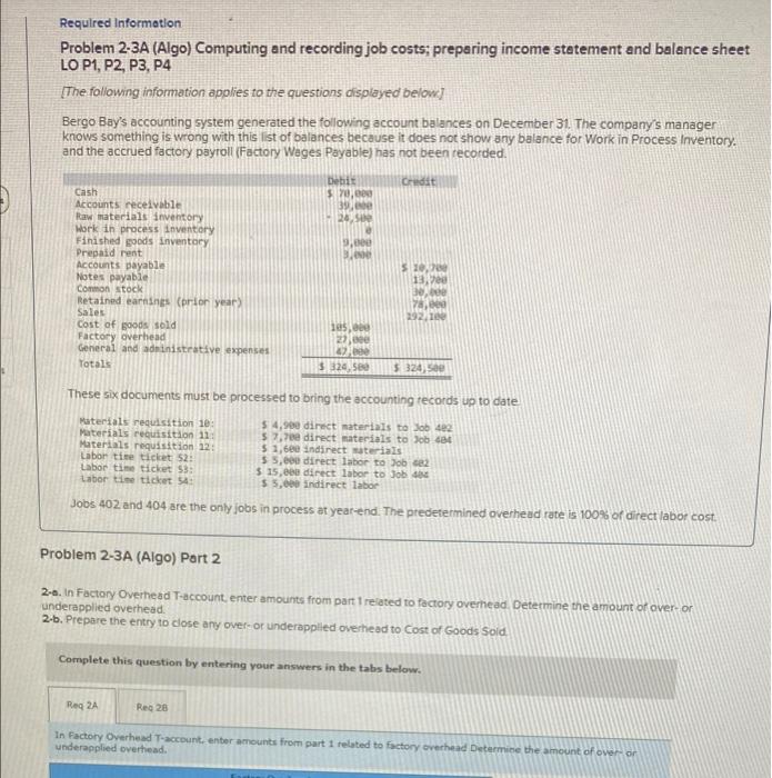 Solved Required Information Problem 2-3A (Algo) Computing | Chegg.com