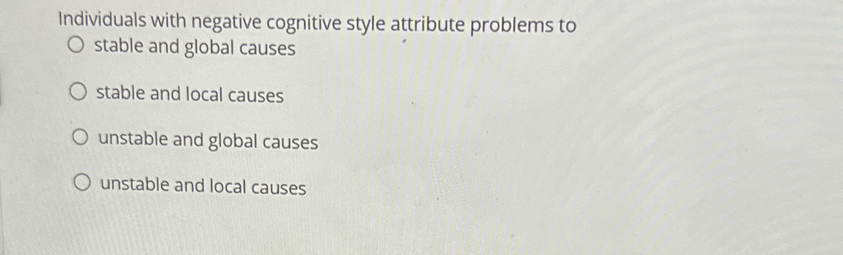 Solved Individuals with negative cognitive style attribute | Chegg.com