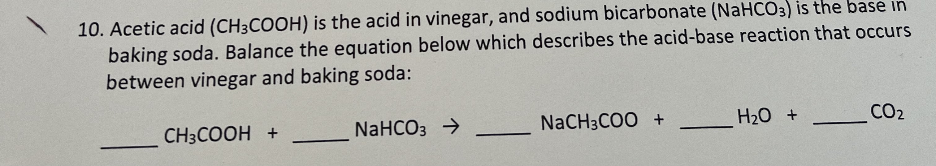 Solved Acetic acid (CH3COO H) ﻿is the acid in vinegar, and | Chegg.com