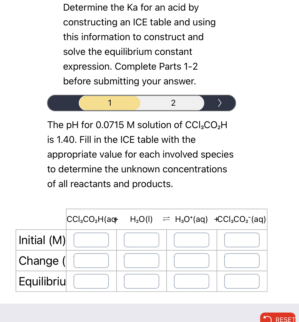 Solved Determine the Ka for an acid by constructing an ICE | Chegg.com