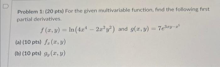 Solved Problem 1: (20 pts) For the given multivariable | Chegg.com