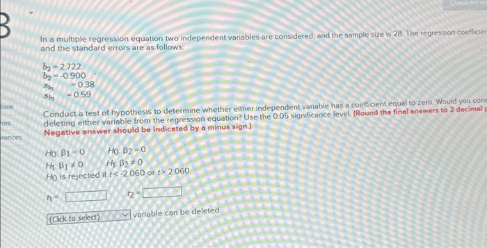 Solved In a multiple regression equation two independent | Chegg.com