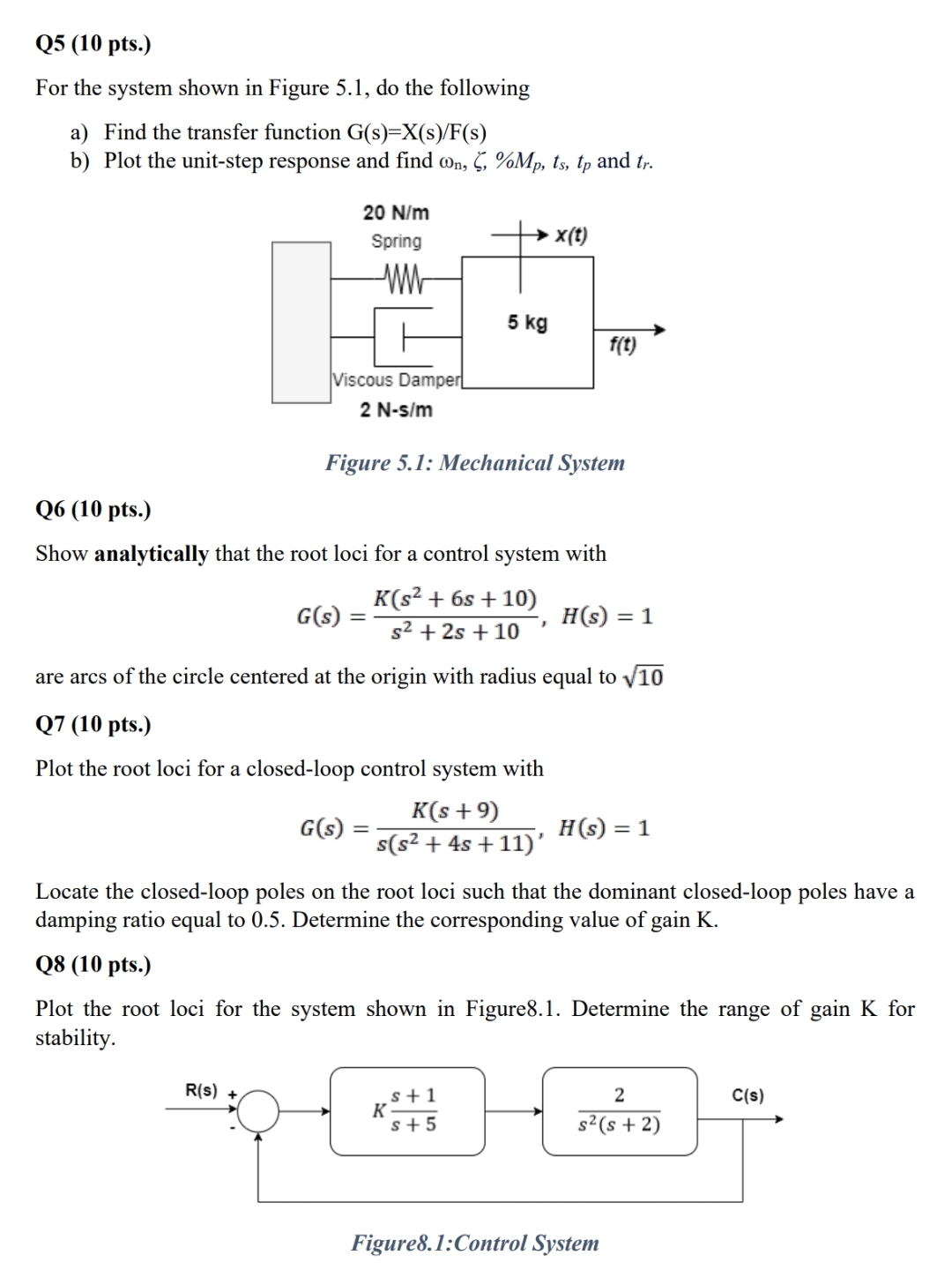 Solved Q5 (10 ﻿pts.)For the system shown in Figure 5.1, ﻿do | Chegg.com