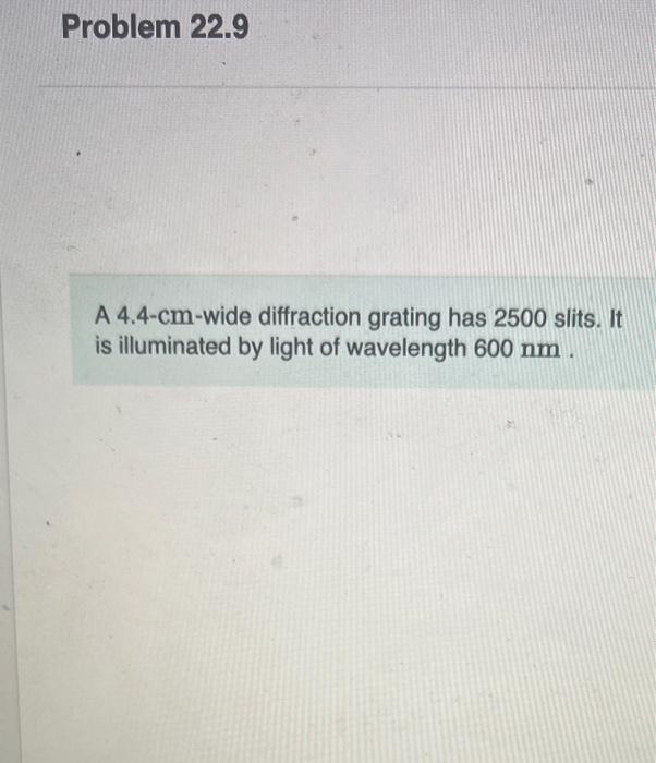 Solved A 4.4- cm-wide diffraction grating has 2500 slits. It | Chegg.com