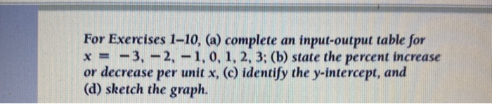Solved For Exercises 1-10, (a) complete an input-output | Chegg.com