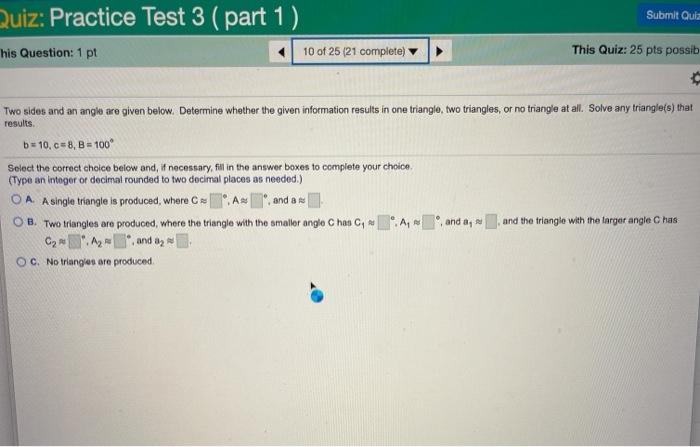 Solved Submit Quia Quiz: Practice Test 3 (part 1) his | Chegg.com