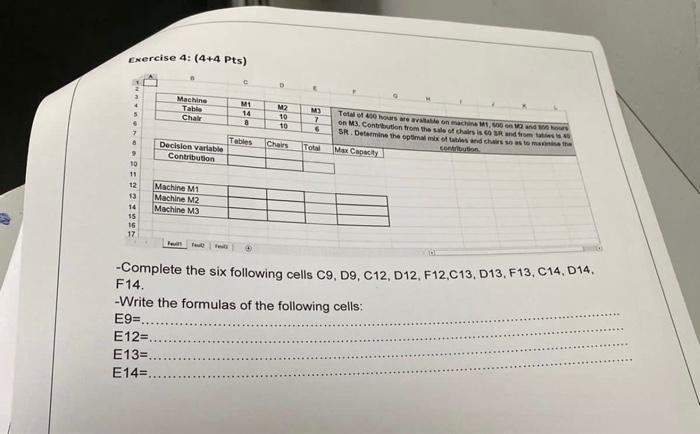 Solved Exercise 4: (4+4 Pts) -Complete the six following | Chegg.com