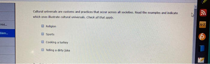 Solved Cultural Universals Are Customs And Practices That Chegg Solved Cultural Universals Are Customs And Practices That Chegg