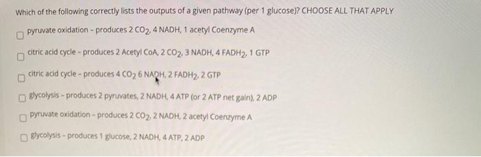 Solved Which of the following correctly lists the outputs of | Chegg.com