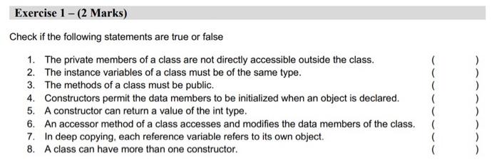 Solved Check if the following statements are true or false | Chegg.com