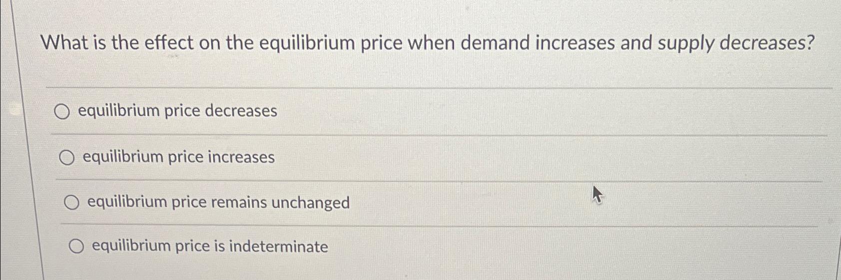 Solved What is the effect on the equilibrium price when | Chegg.com