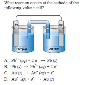 Solved What reaction occurs at the cathode of thefollowing | Chegg.com