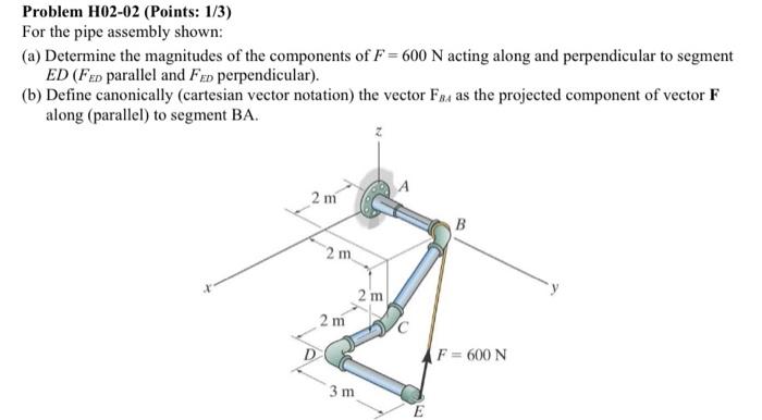 Solved Problem H02-02 (Points: 1/3) For the pipe assembly | Chegg.com