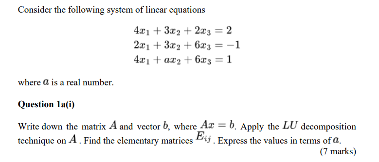 Solved Consider the following system of linear | Chegg.com