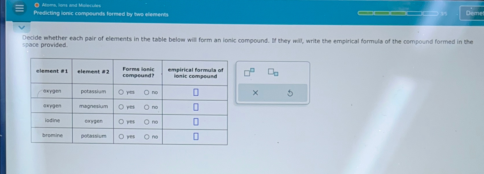Solved Atoms, lons and MoleculesPredicting lonic compounds | Chegg.com