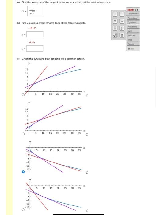Solved (a) Find the slope, m, of the tangent to the curve y | Chegg.com