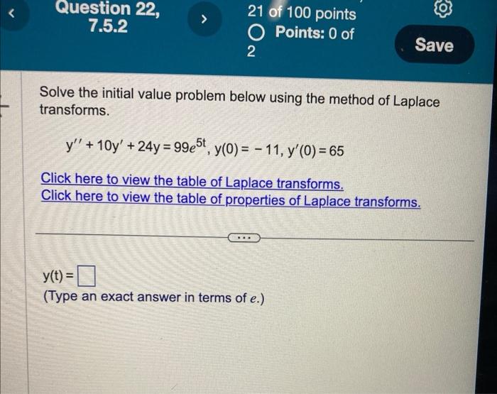 Solved Solve the initial value problem below using the | Chegg.com