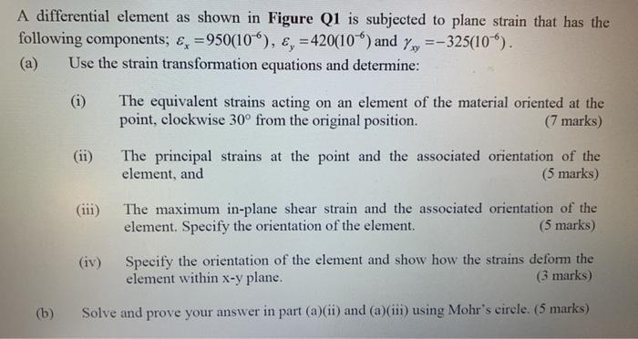 Solved A differential element as shown in Figure Q1 is | Chegg.com