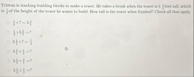 Solved Tristan is stacking building blocks to make a tower. | Chegg.com