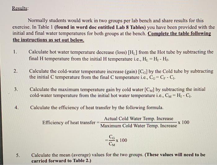 Solved Table 1 Comparison Of Concurrent And Countercurrent
