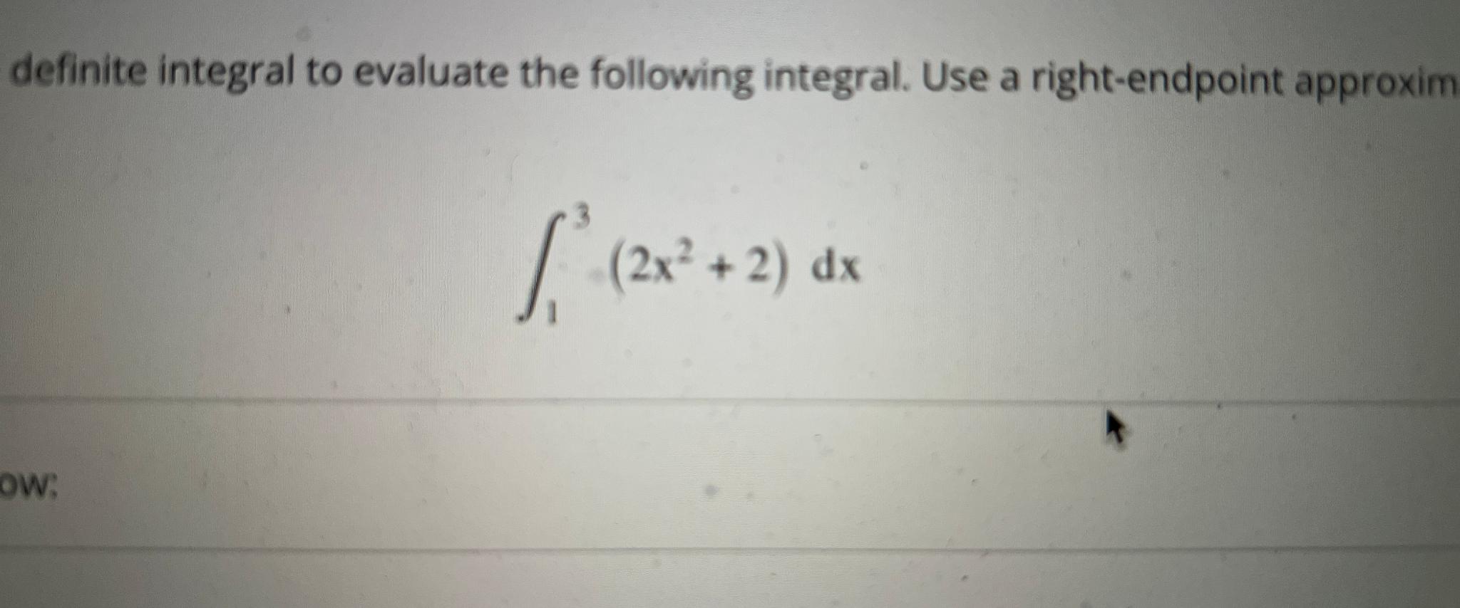 Solved definite integral to evaluate the following integral. | Chegg.com