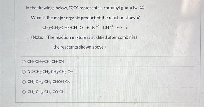 Solved In the drawings below, " CO " represents a carbonyl | Chegg.com