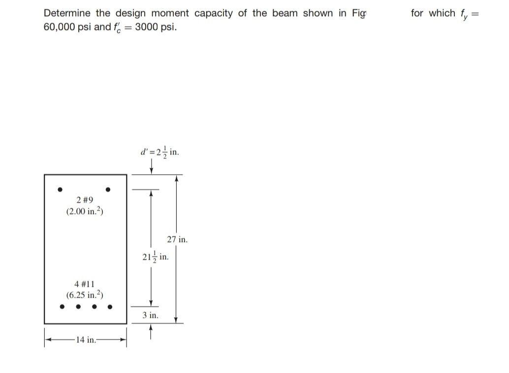 Solved for which fy = Determine the design moment capacity | Chegg.com
