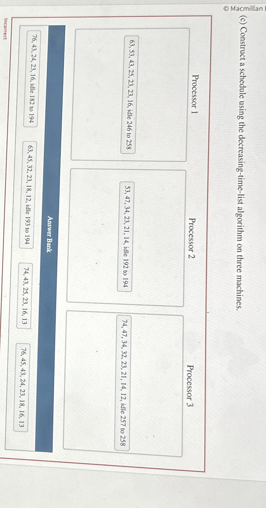Solved (c) ﻿Construct a schedule using the | Chegg.com