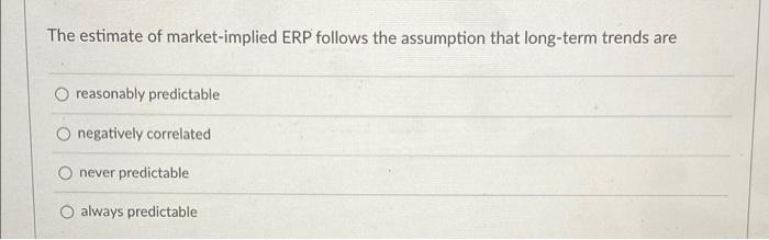 Solved The estimate of market-implied ERP follows the | Chegg.com