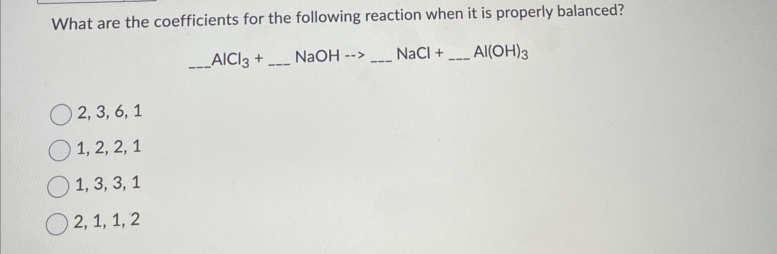 What are the coefficients for the following reaction | Chegg.com