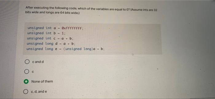 Solved After executing the following code, which of the | Chegg.com