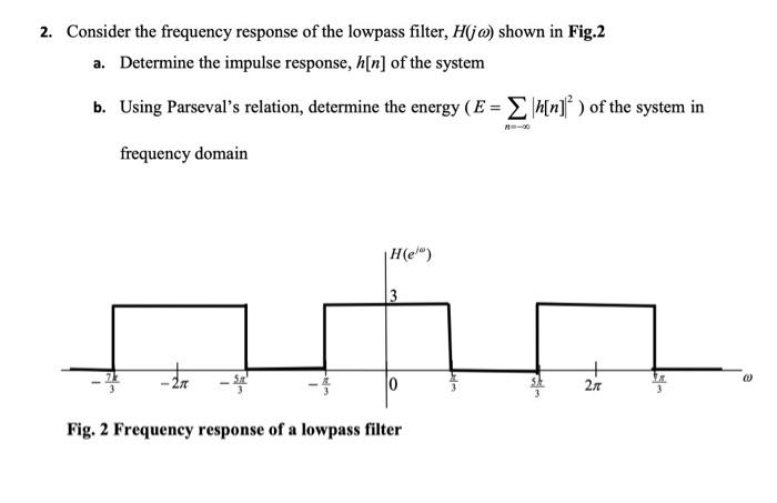 Solved 2. Consider the frequency response of the lowpass | Chegg.com