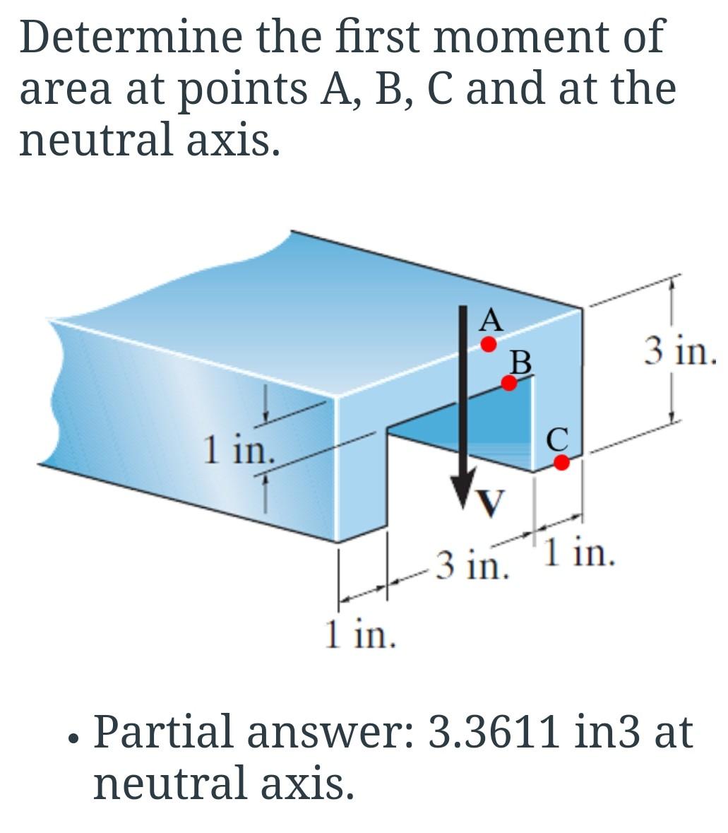 Solved Determine the first moment of area at points A,B,C | Chegg.com