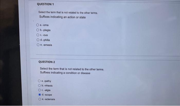 Solved Select the term that is not related to the other | Chegg.com