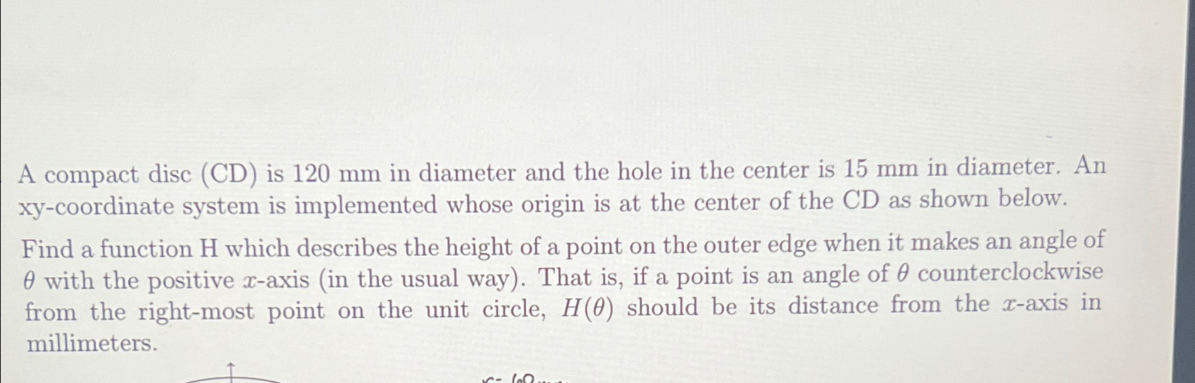 Solved A compact disc (CD) ﻿is 120mm ﻿in diameter and the | Chegg.com