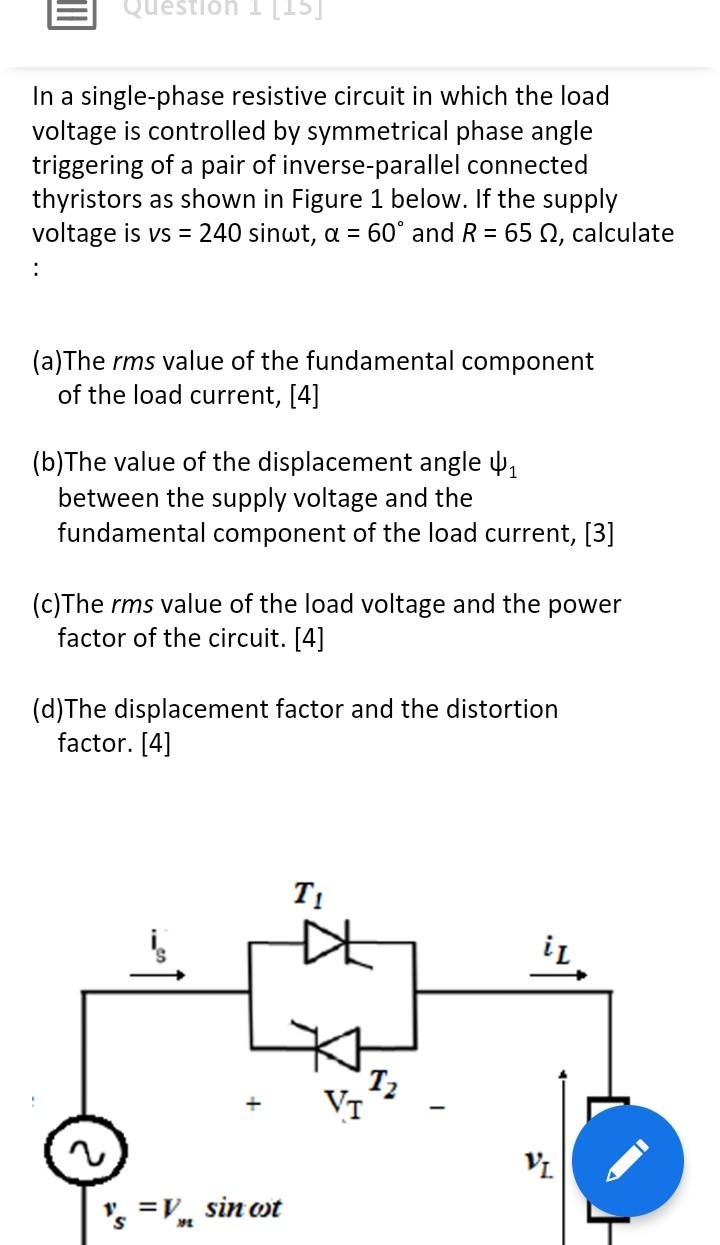 Solved In a single-phase resistive circuit in which the load | Chegg.com