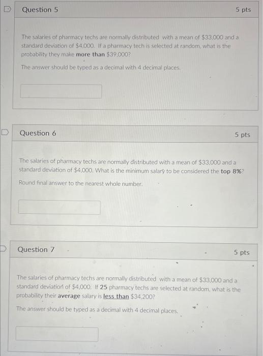 Solved answer questions 5 & 6 & 7. 5. The salaries of | Chegg.com