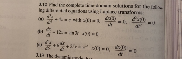 Solved 3.12 Find the complete time-domain solutions for the | Chegg.com